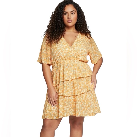 1. State | Dresses | State Floral Orange And Yellow Dress Sz L | Poshmark